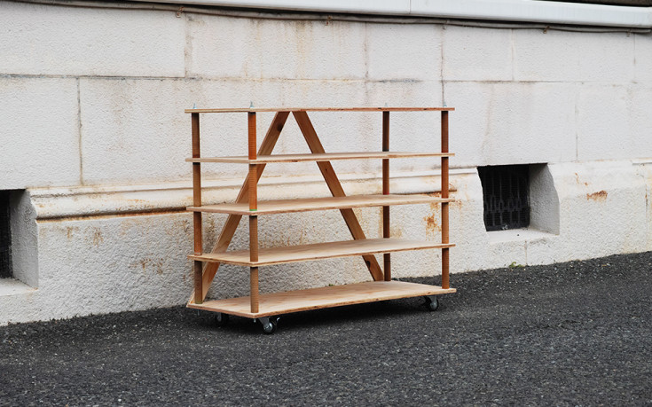 Wood cylinder shelf｜TAB - An Architecture and Design Firm